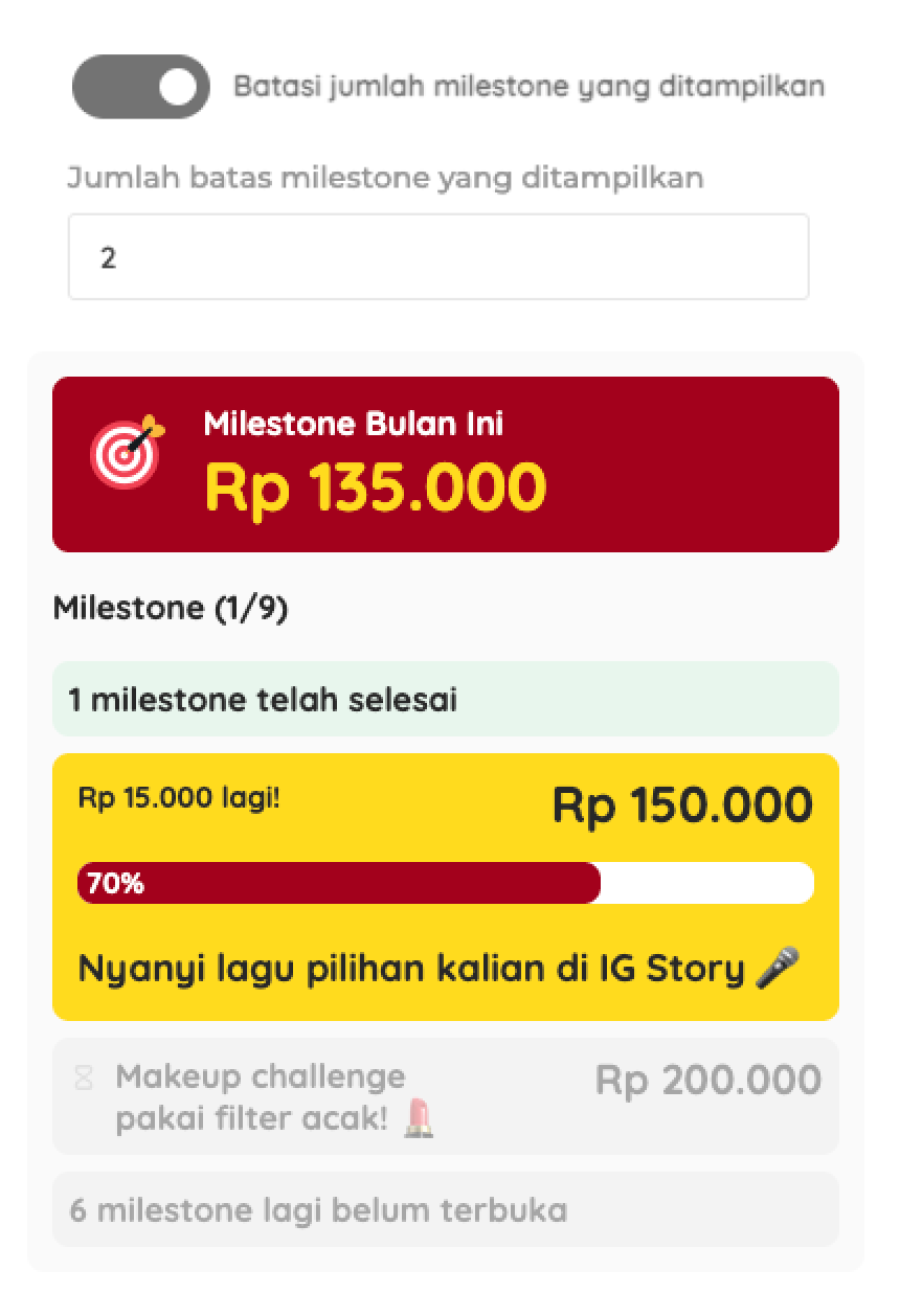 Milestone Widget - Trakteer Help
